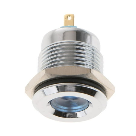 Dust- 16mm 12V Water LED Metal Indicator Blue Signal Light Lamp ...