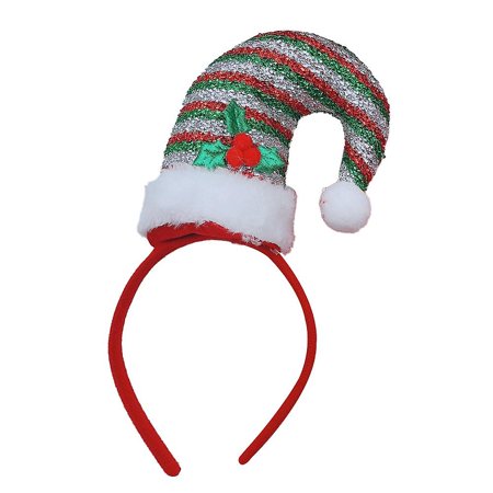 Sequin Santa Hat Headband With Gold Tone Glittery Crown, Christmas ...