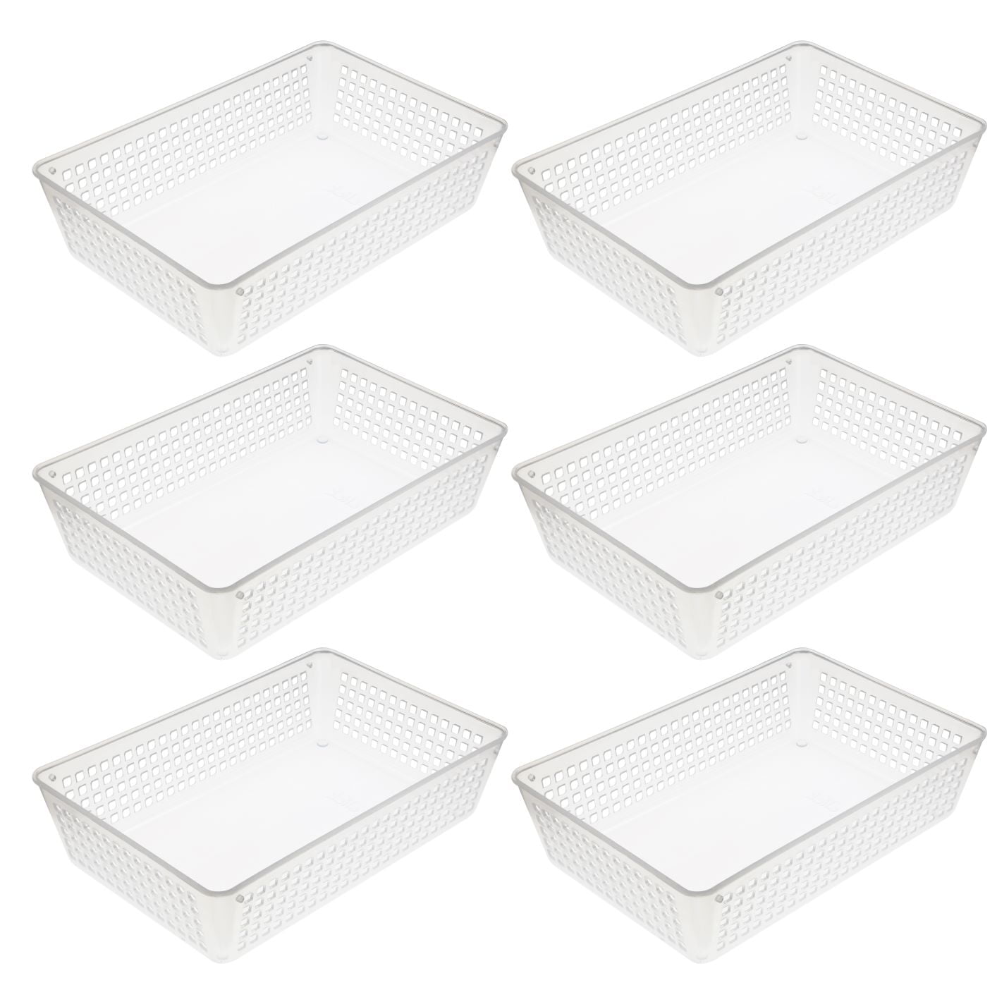 YBM Home Medium Plastic Storage Basket (6 Pack), Clear 9 L x 6 W x 2.25 ...