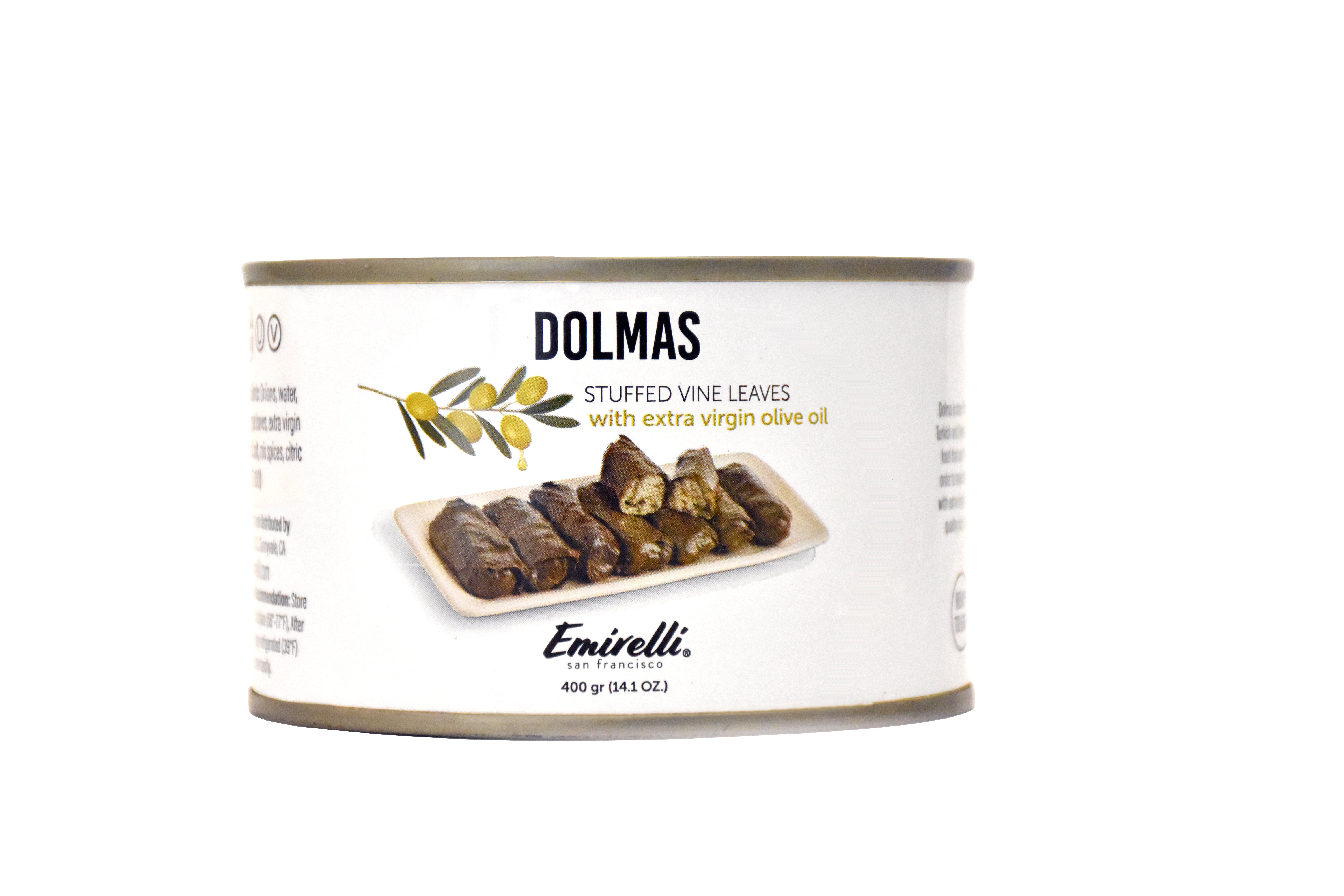 Emirelli Dolmas Stuffed Grape Leaves with Rice, Mediterranean Herbs in Extra Virgin Olive Oil ...