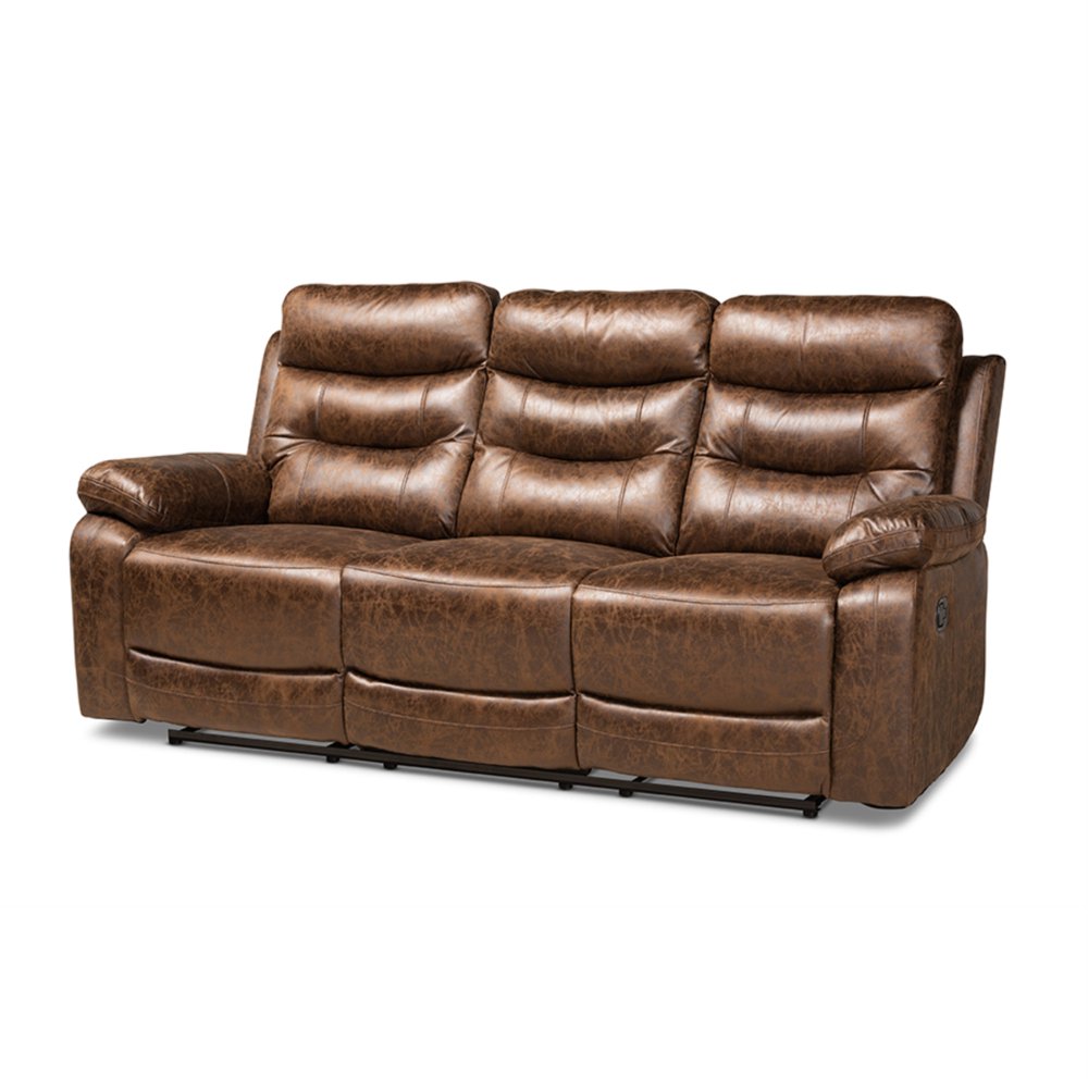 Baxton Studio Beasely Modern and Contemporary Distressed Brown Faux ...