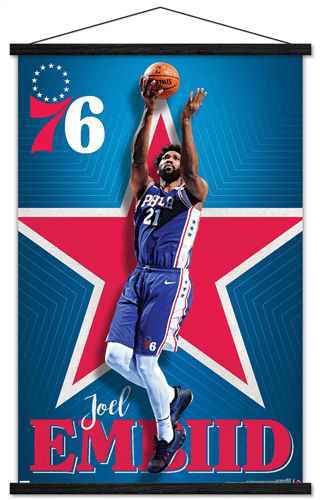 NBA Philadelphia 76ers - Joel Embiid 20 Wall Poster with Magnetic Frame ...