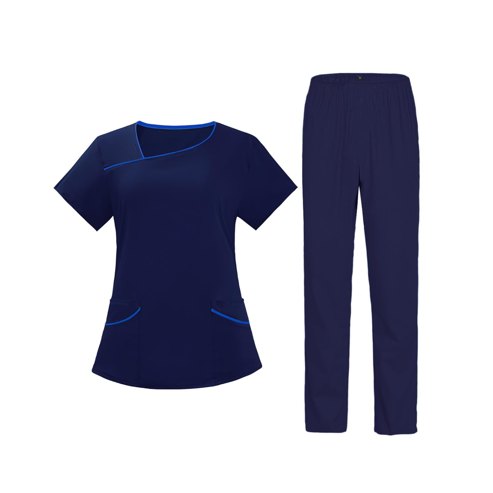 kusrkot Men Women Scrubs Set Scrubs Top and Pants Stretch Nursing ...