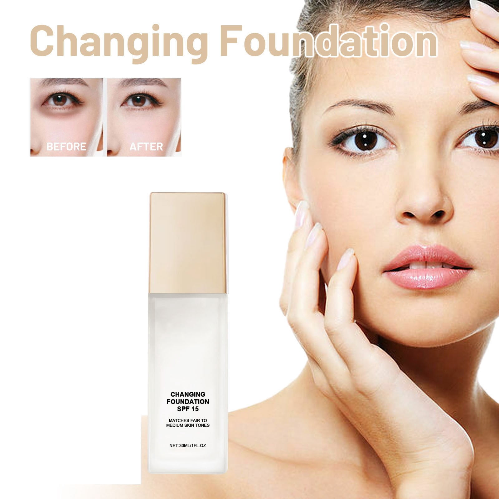 Herunwer Changing Mature Skin Foundation, Hydrating Color Changing ...