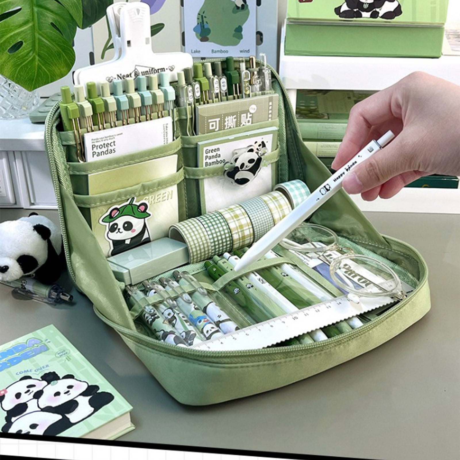 Daily 21 Piece Set 12 Layer Green Pencil Case 2024 New Capacity Good ...