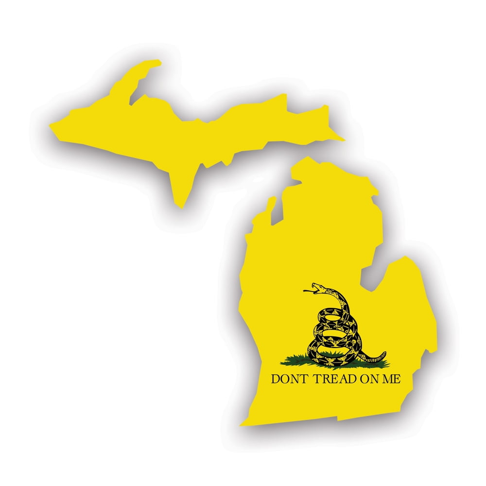Michigan State Shaped Gadsden Flag Sticker Decal - Self Adhesive Vinyl ...