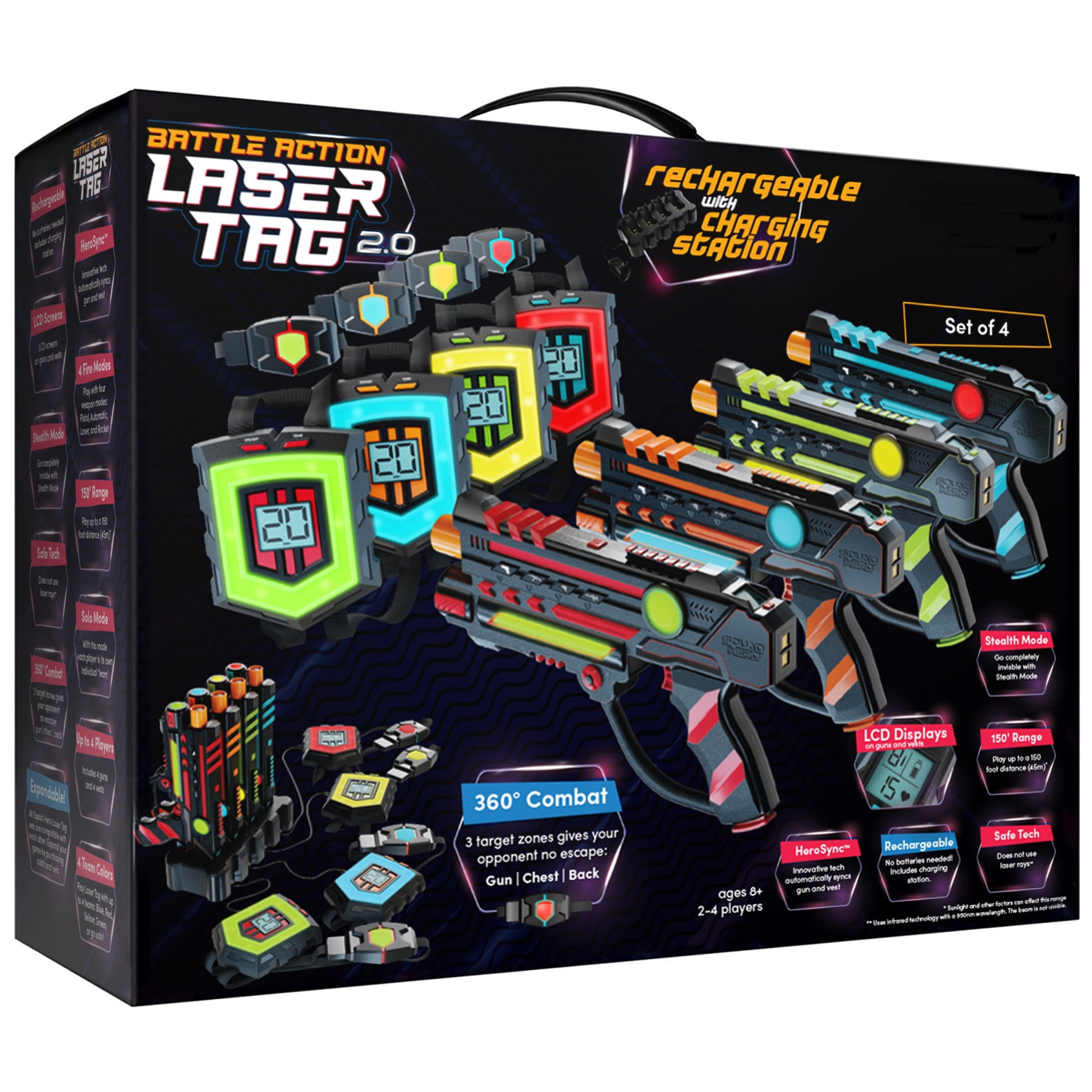 Squad Hero Rechargeable Laser Tag 2 0 4 Infrared Guns Vests Set Squad Hero Rechargeable Laser Tag 2 0 4 Infrared Guns Vests Set
