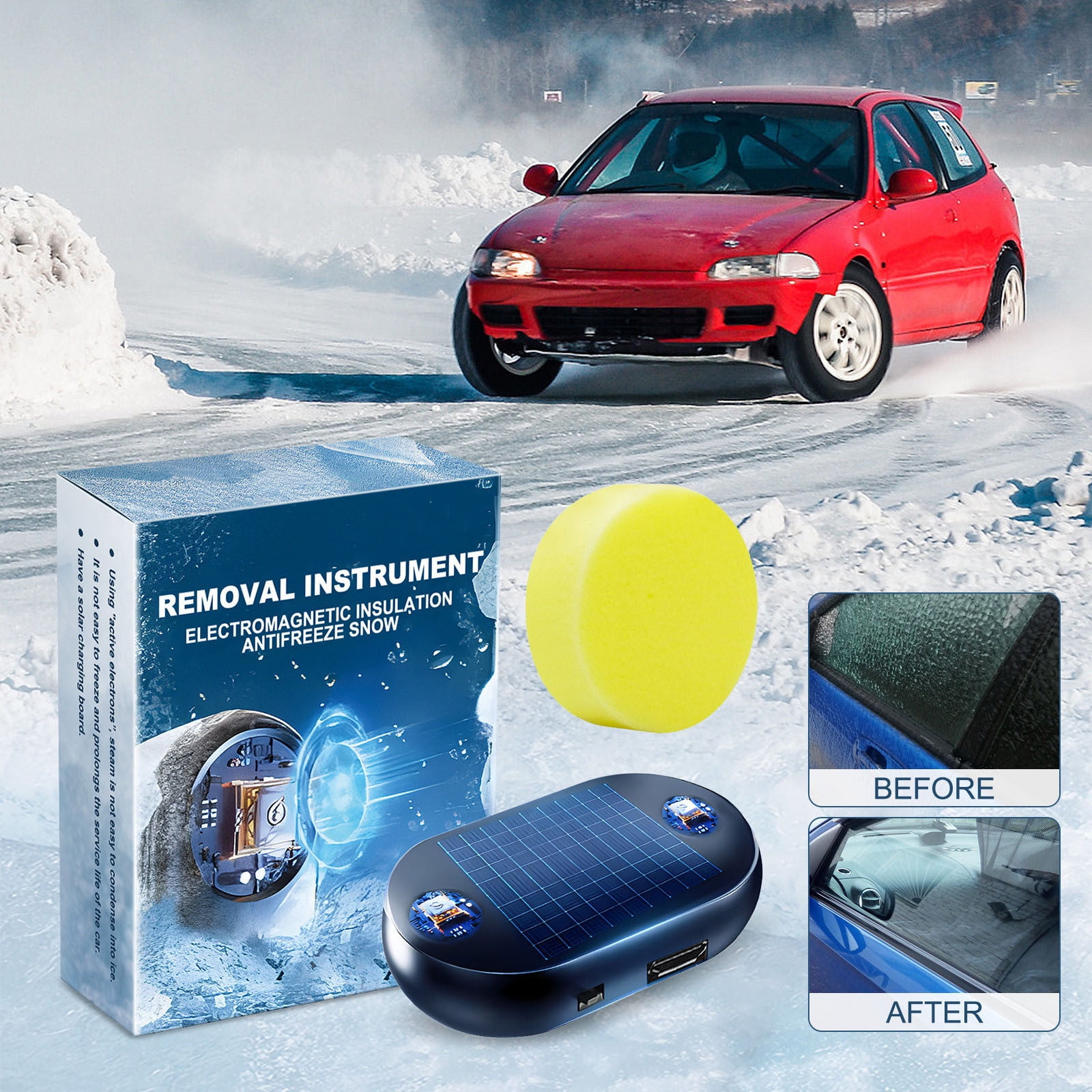 Baopai 100ml Windshield Mirror Ice Snow Removal Kit With Sponge Instant Melting Protection Down To -30c Safe For Glass Paint Rubber Plastics Winter Co