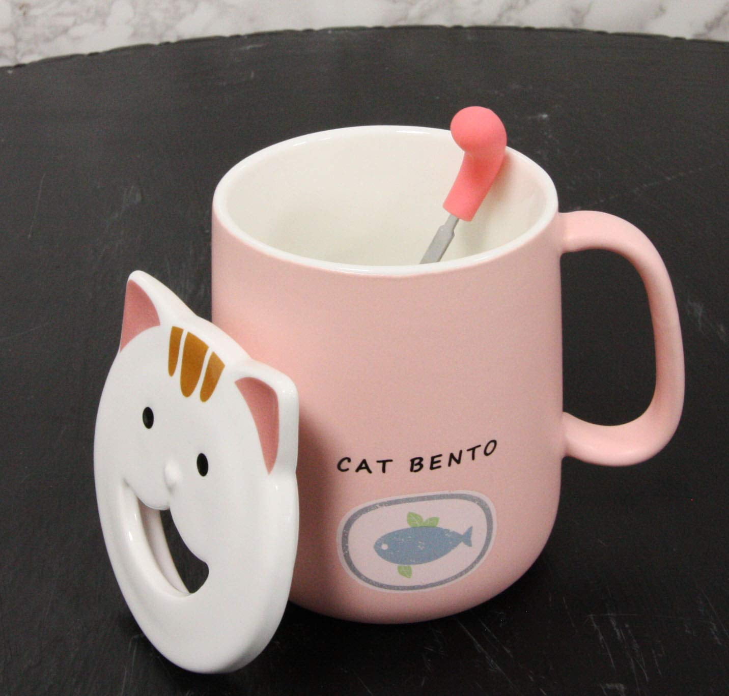 Ebros Coffee Mug Cup With Handle Spoon And Lid 14oz Cats Mugs (Pastel ...
