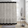 Black Rhombus Frames Shower Curtain, Minimalist Boho Concentric Lines ...