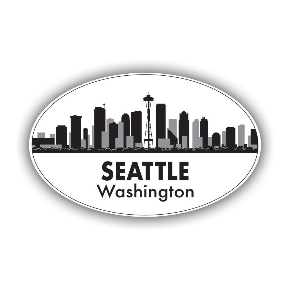 Oval Skyline of Seattle Washington Sticker Decal - Self Adhesive Vinyl ...