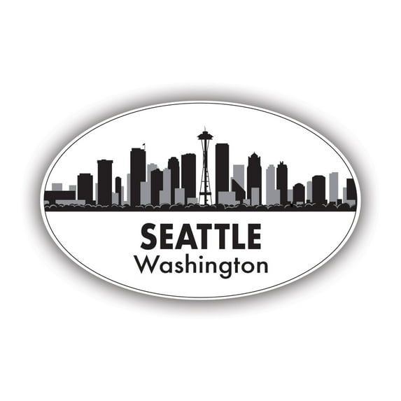 Oval Skyline of Seattle Washington Sticker Decal - Self Adhesive Vinyl ...