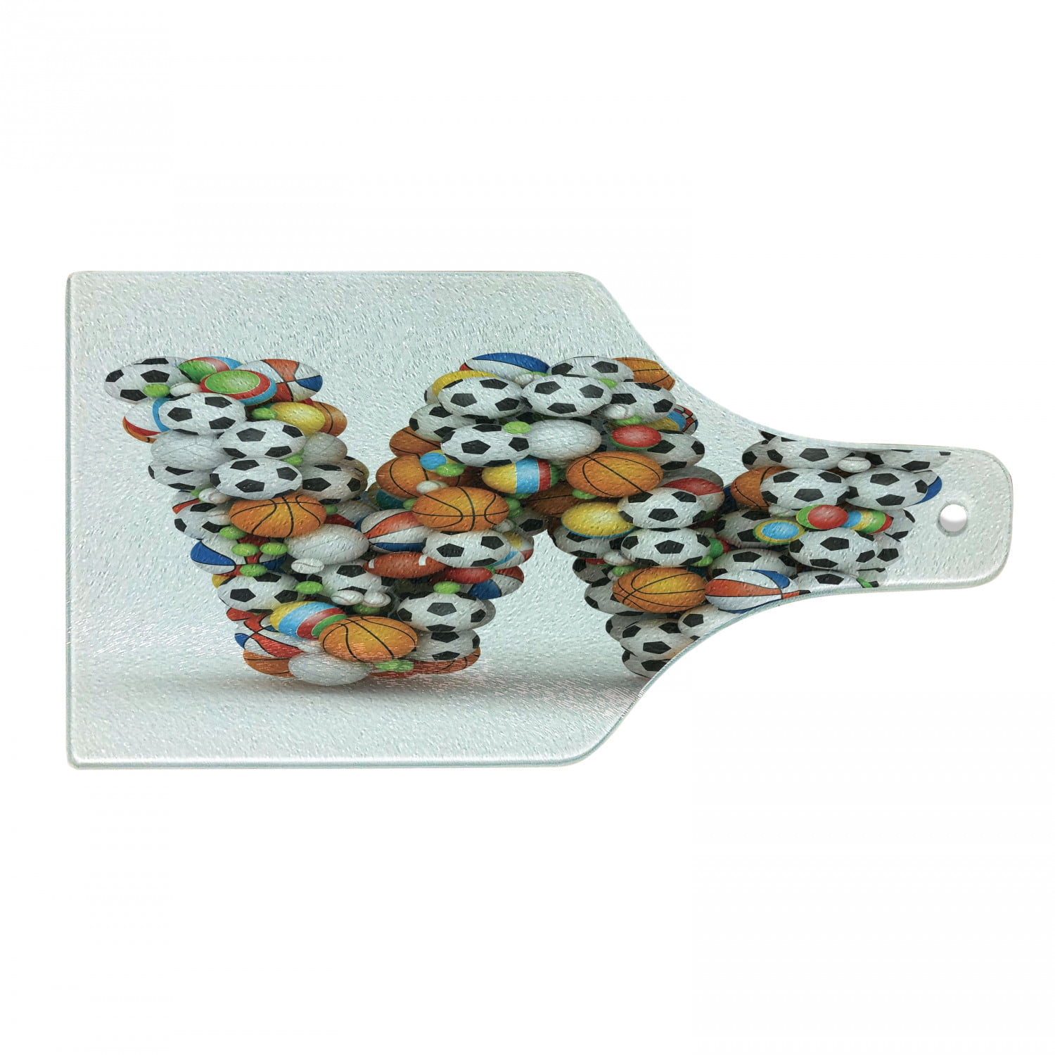 Letter W Cutting Board, Sports Themed Typography Alphabet with Various ...