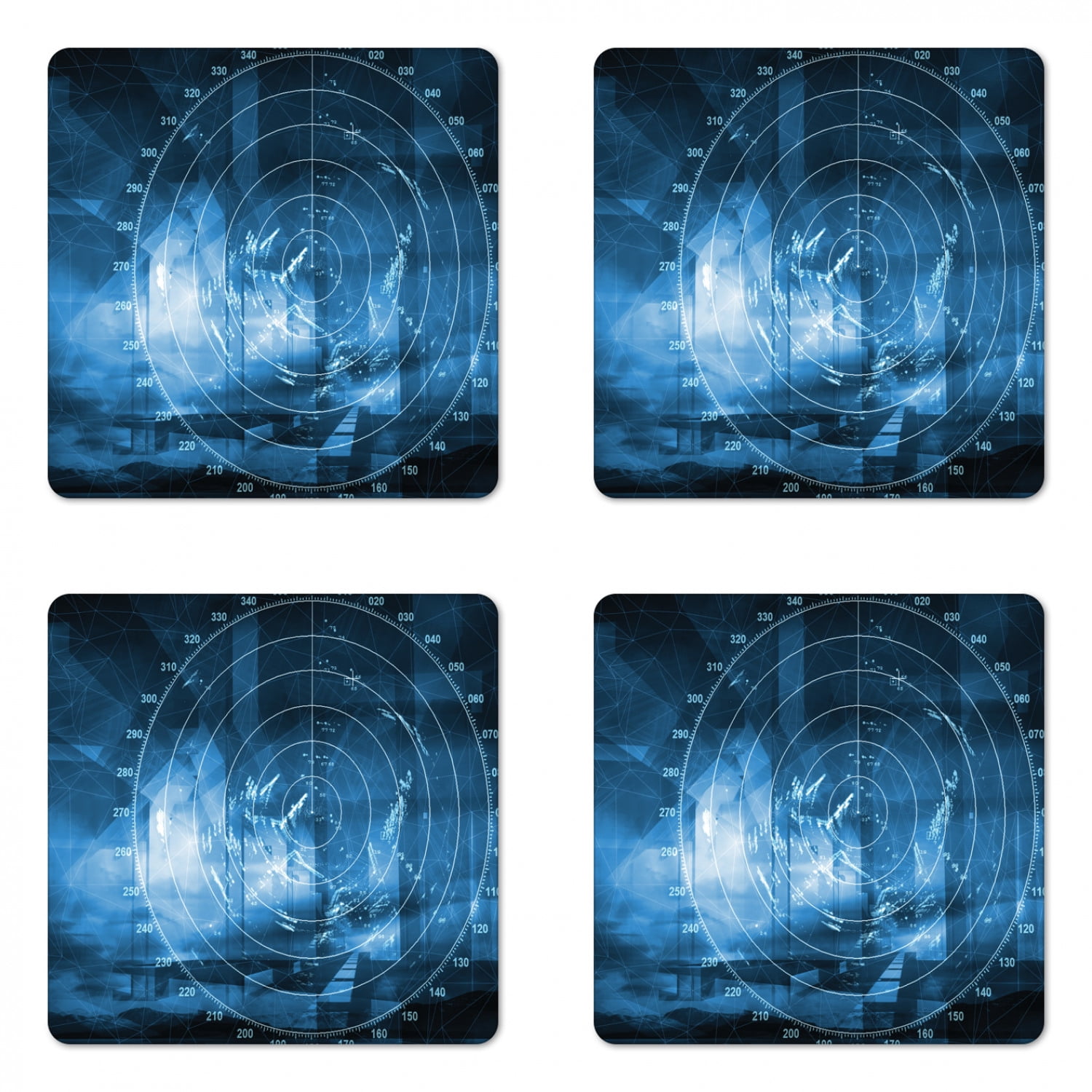 Navy Blue Coaster Set of 4, Modern Ship with Radar Exposure in Screen ...