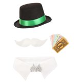 Adult Monopoly Man Costume Accessory Kit with Top Hat, Mustache, and ...