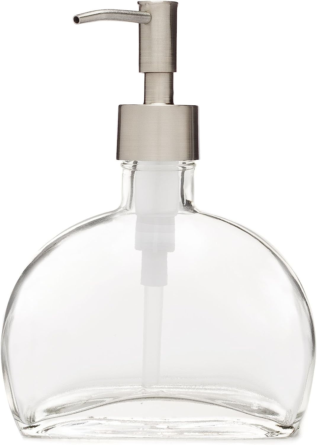 Half Moon Recycled Glass Dispenser With Metal Pump, 6Oz (Stainless ...