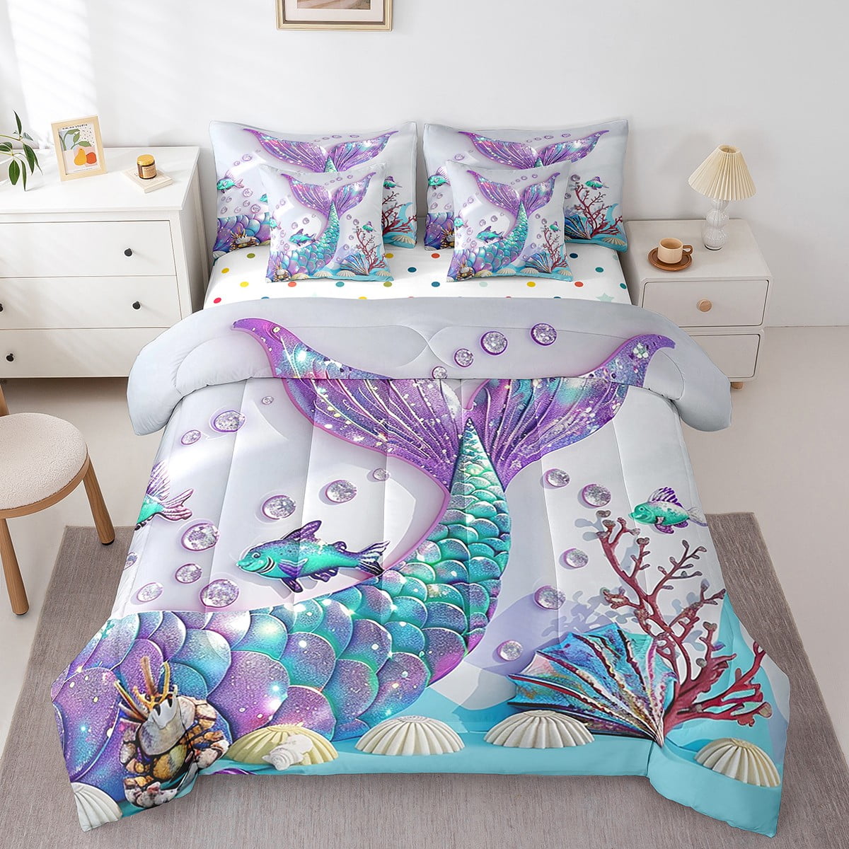 Click here for Yst Mermaid Bed In A Bag Twin Comforter Set 7 Piec... prices