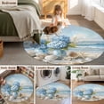 Hydrangeas Flowers Round Area Rug 6 FT, Non Slip Bedroom Rugs, Coastal ...