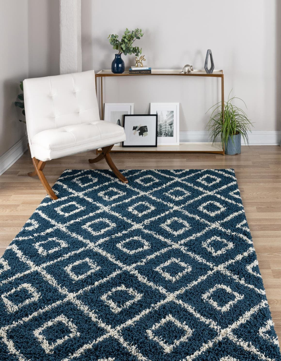 Unique Loom Ruth Trellis Shag Rug ,Rectangle,10' 8" x 14' 1" Navy Blue ...