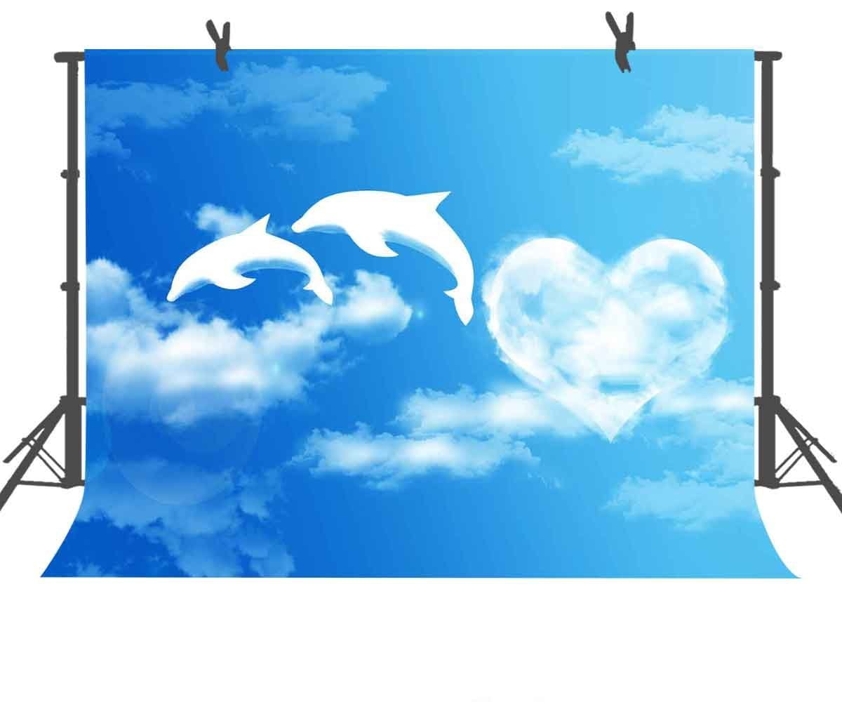 Polyester Fabric Backdrop 7x5ft Blue Sky White Clouds Photography ...