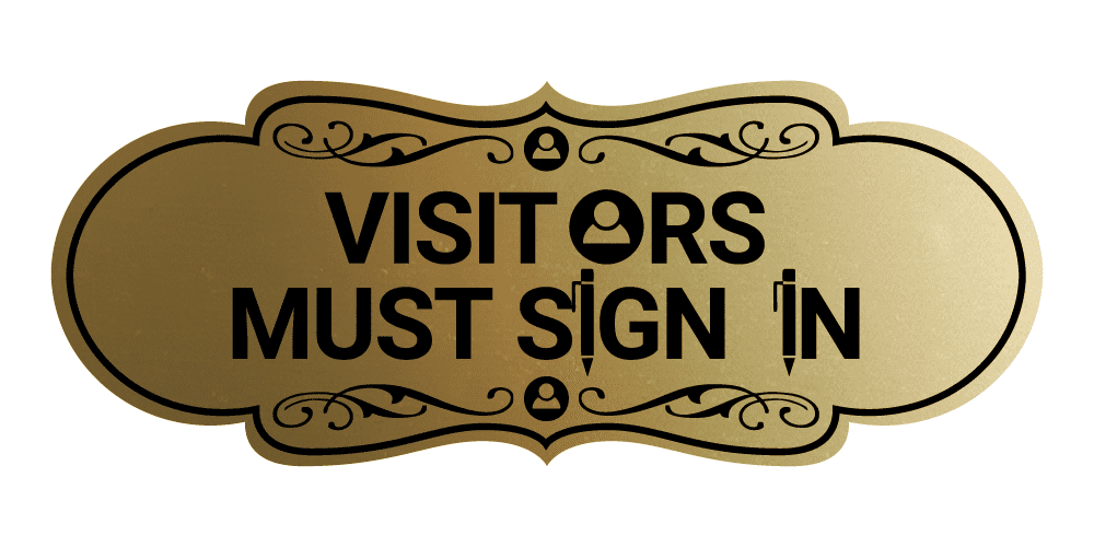 Designer Visitors Must Sign In Sign (Brushed Gold) - Large - Walmart.com