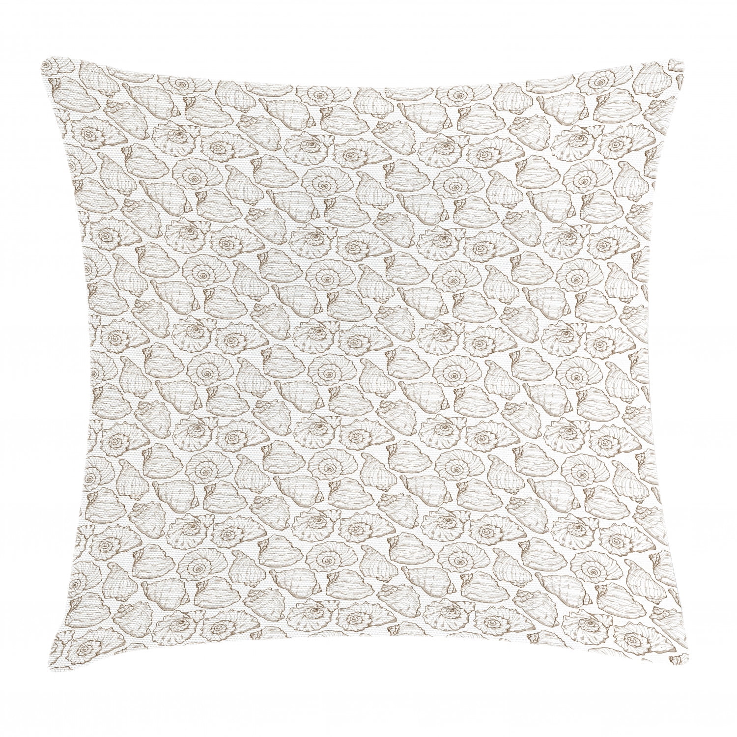 Shells Throw Pillow Cushion Cover, Detailed Linear Style Hand Drawn ...