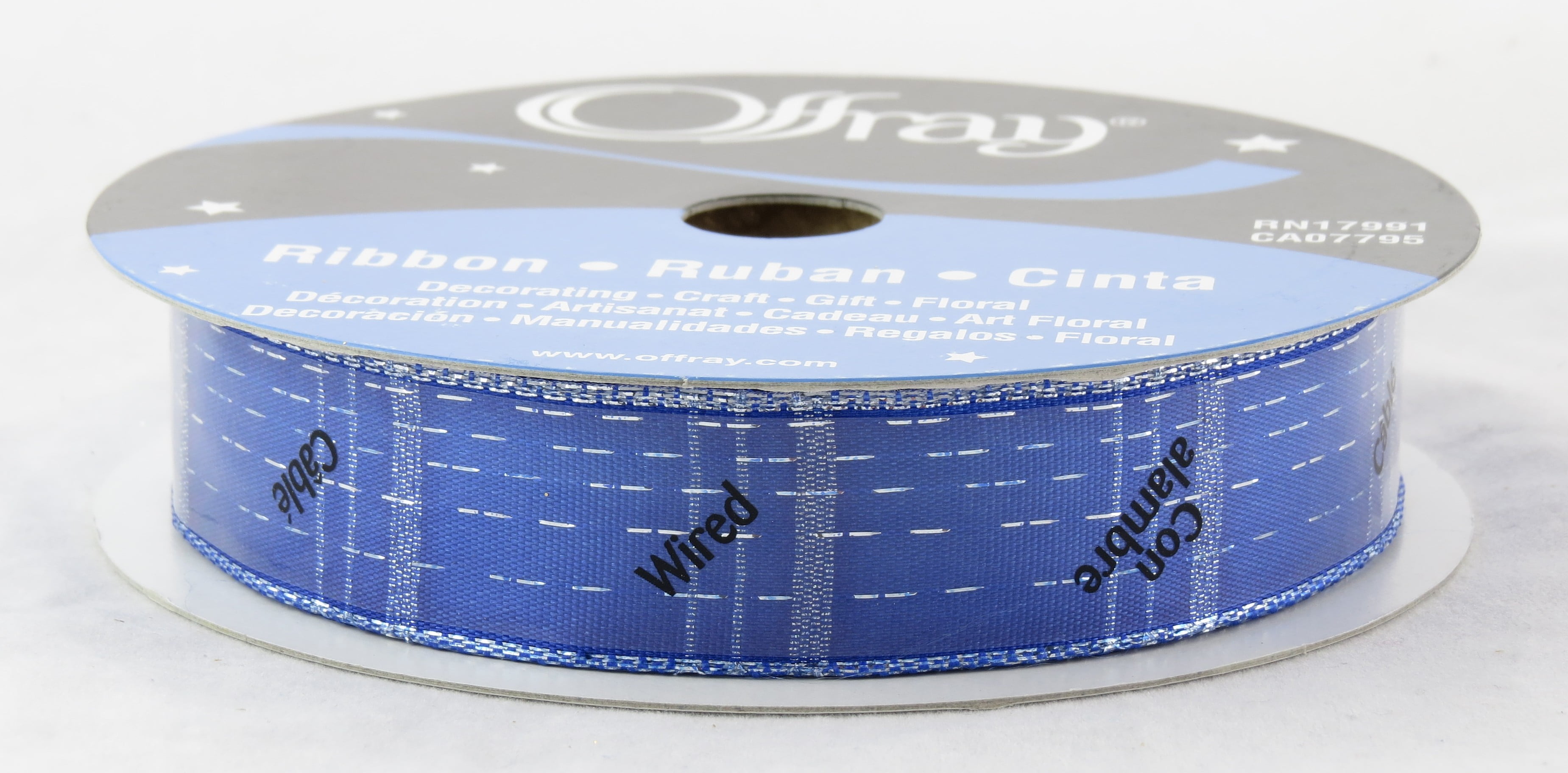 Silver Shot Dynasty Royal Blue 7/8 inches Wide Wired Ribbon 44 yards ...