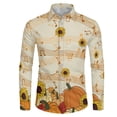 Chririnla Autumn Sunflower Pumpkin Top Music Note T-shirt Button Up ...