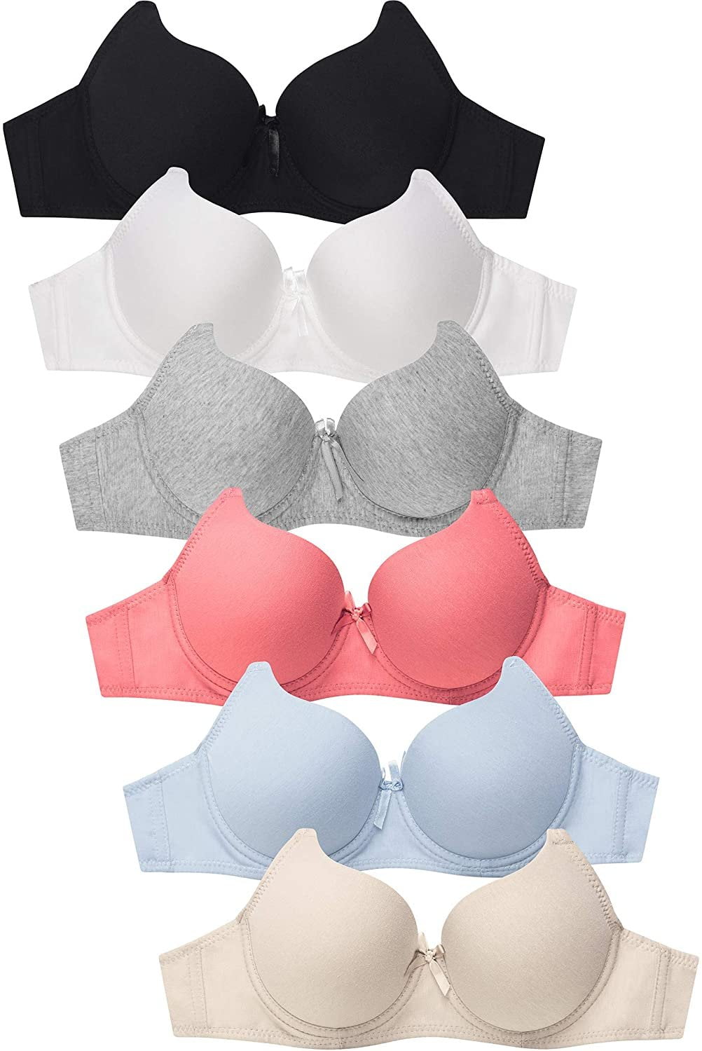 Women's Basic Plain Bras Packs of 6 - Various Styles Sherry 30A ...