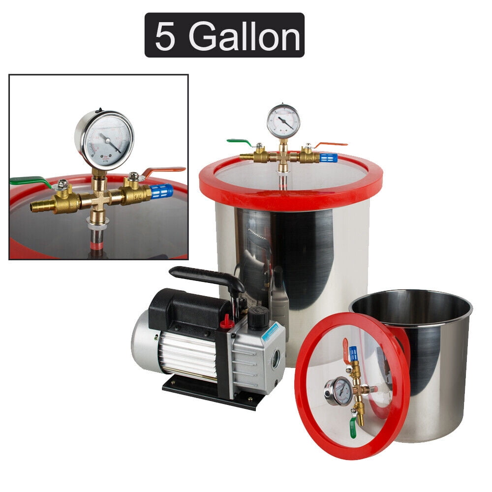 5 Gallon Stainless Steel Vacuum Degassing Chamber Silicone Kit w/3 CFM ...