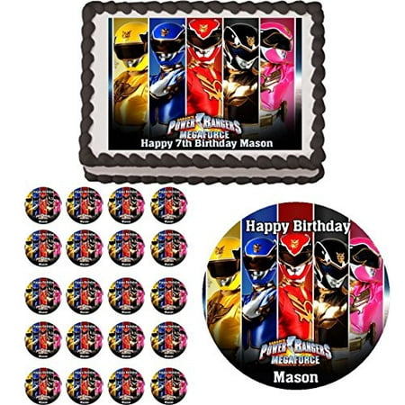 POWER RANGERS Edible Birthday Party Cake Topper Cupcake Image ...