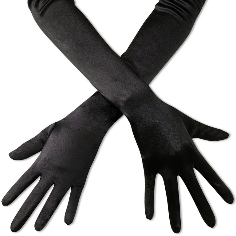 SYNCFUN Long Opera Gloves Women Dress Gloves Silk Gloves Elastic Adult Size Long Gloves Black Long Satin Gloves Women Walmart