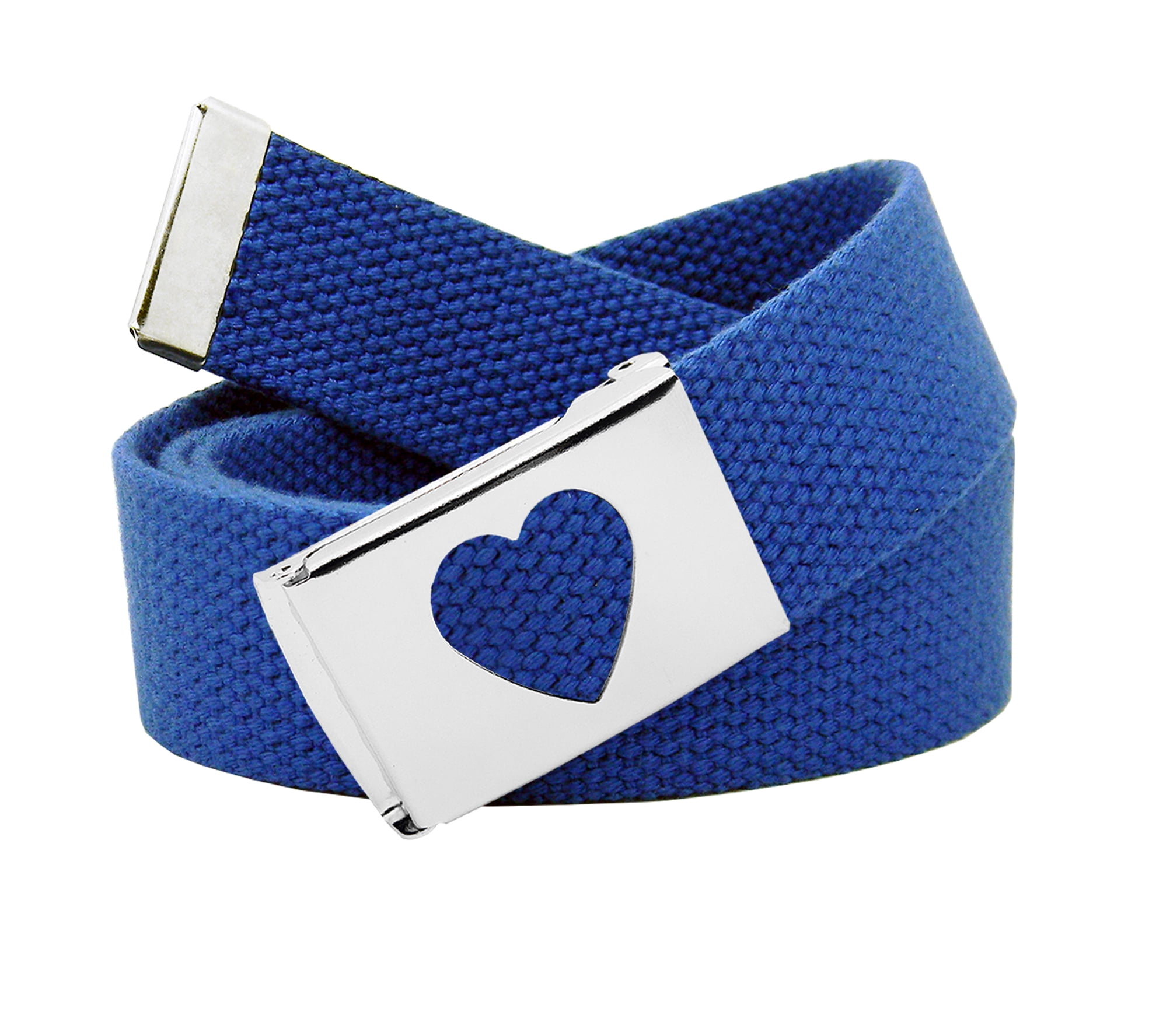 Girls School Uniform Silver Flip Top Heart Belt Buckle with Canvas Web ...