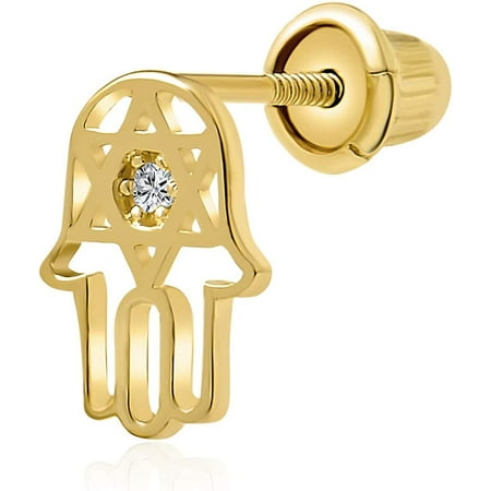 Tiny Minimalist CZ Accent Hamsa Star Of David Jewish Judaic For Bat Mitzvah Cartilage Ear Lobe ...