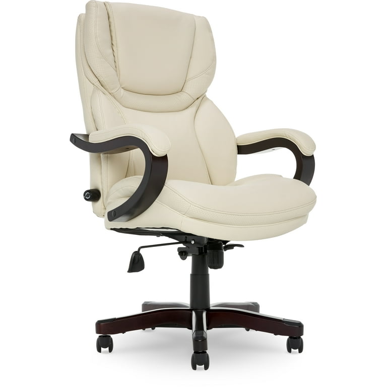 Free Shipping Serta Conway Big and Tall Executive Office Chair with Wood Accents Ivory White Walmart Walmart