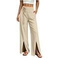 Asgosdo Women Pants High Waisted Wide Leg Side Slit Parachute Pants ...