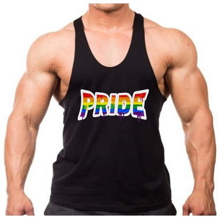 Mens Rainbow Dripping Pride KT T8 Black Stringer Tank Top Black ...