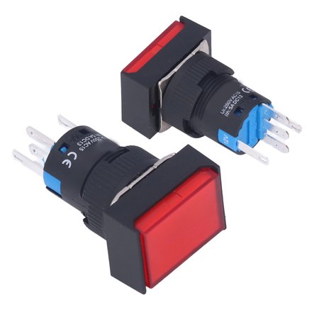 Self Locking Switches, Sliding Contact Rectangle 12V 16mm Push Button ...
