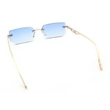 Rimless Geometric Beveled Narrow Rectangle Metal Rim Hustler Fashion ...