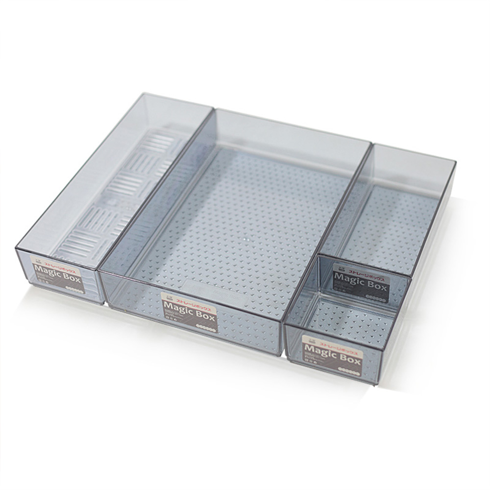 Kitchen Organizer Drawer Set of 4, Clear Plastic Storage System,Built ...