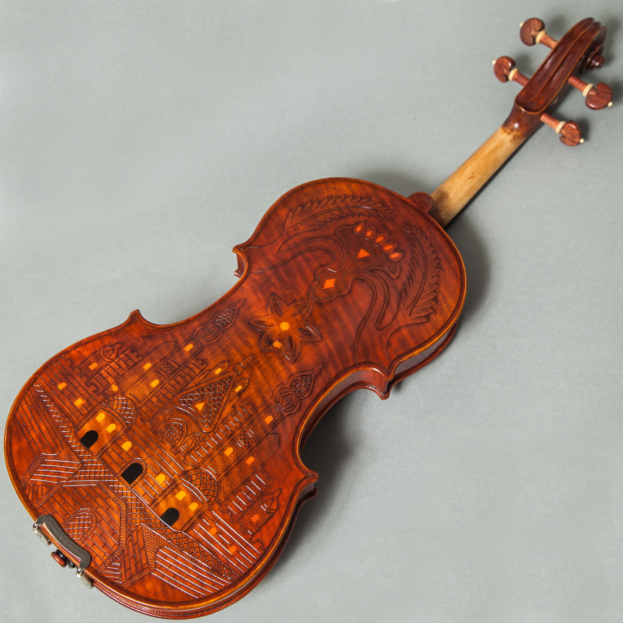 Beautiful Hand Carved Castle Violin 4/4 Open Clear Tone One Piece Maple ...