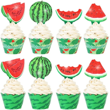 Watermelon Cupcake Decorations Cupcake Toppers Wrappers for Fruit Sweet ...