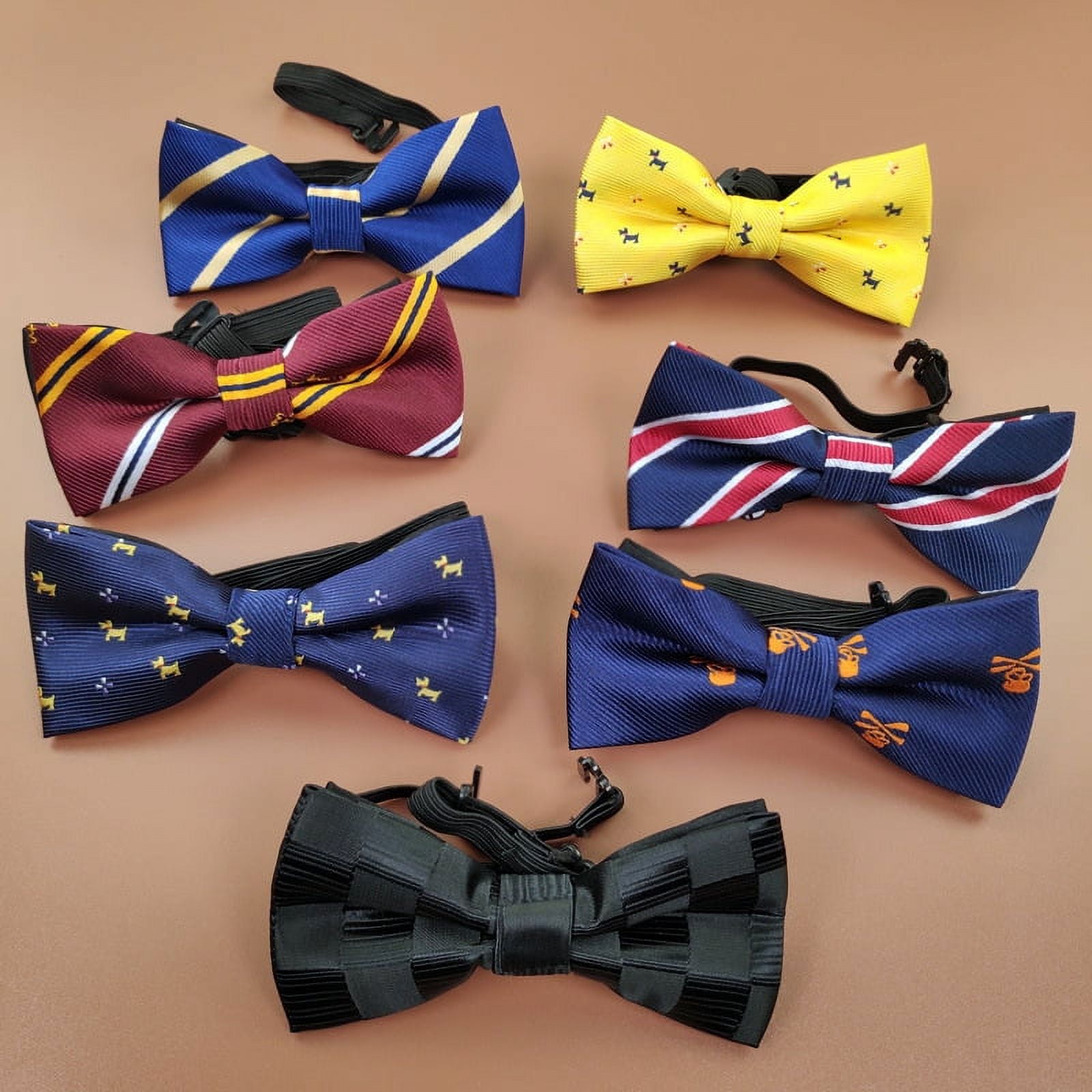 Pajarita de poliéster a rayas con puntos polares para estudiantes ...