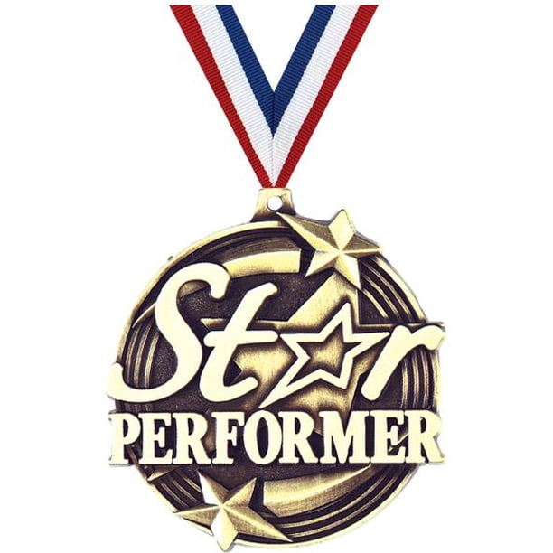 Star Performer Medals, 2" Gold Diecast Star Performer Medal Award 10 ...
