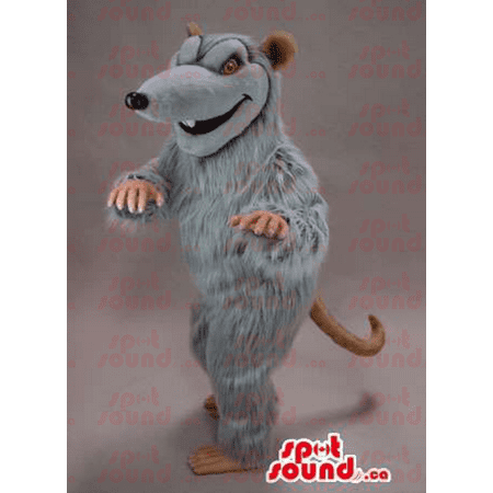 Grey Woolly Rat Animal Plush SPOTSOUND Mascot With Angry Face - Mouse ...