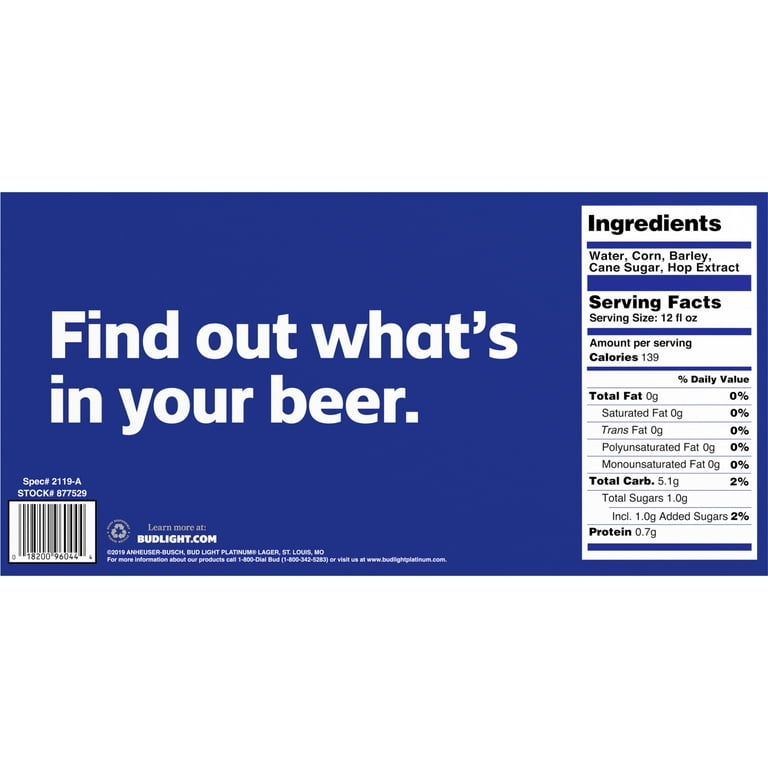 Bud Light Platinum 18 Pack Cans | Shelly Lighting