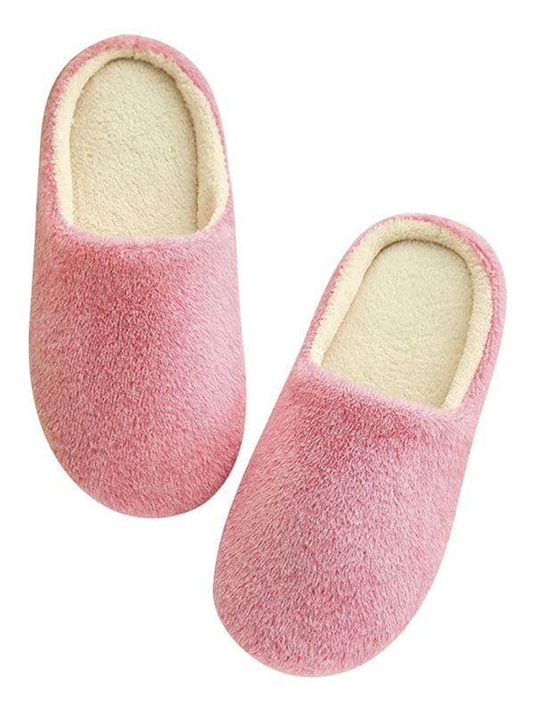 Enjoyofmine Women’s Solid Color Non-slip Plush Soft Cotton Slippers ...