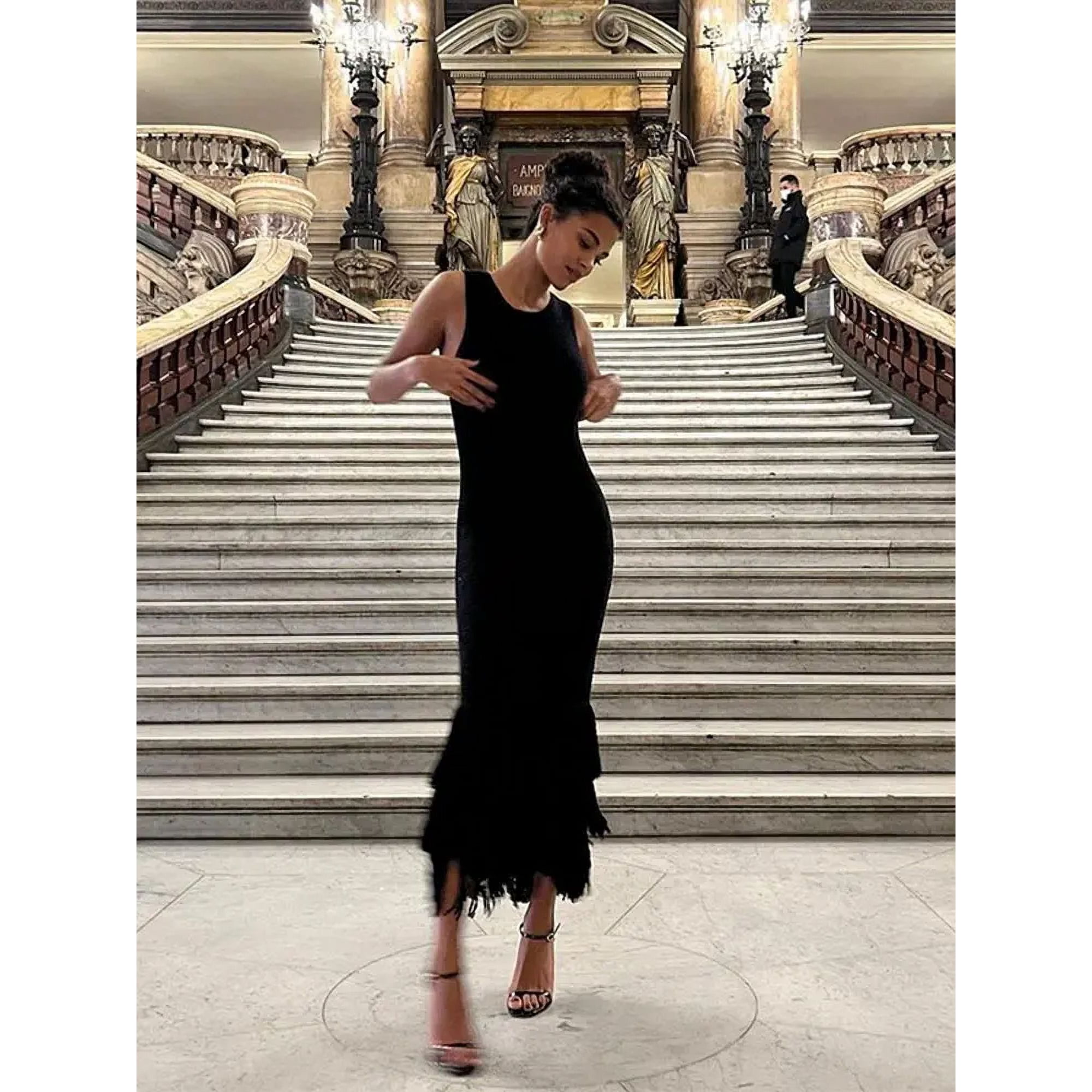 Click here for Zm Elegant Tassel Patchwork Knitted Slim Dress Wom... prices