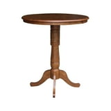 36" Solid Wood Round Top Pedestal Table in Distressed Oak - 41.1 ...