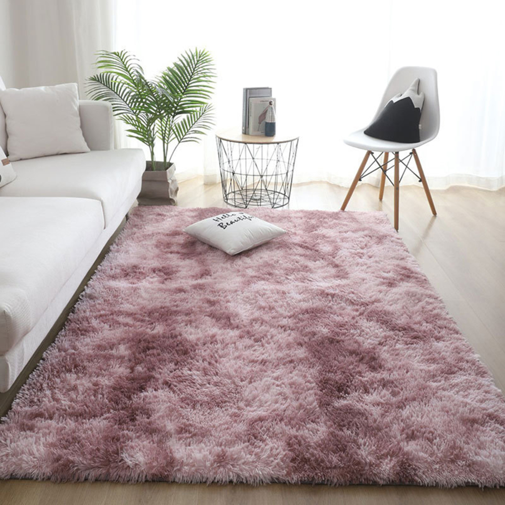 Shaggy Faux Fur Area Rugs Soft Pink Gradient Tie Dye Shag Carpet Rugs ...